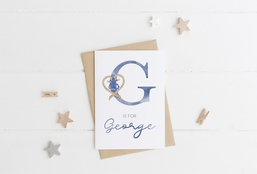 Personalized Nautical New Baby Boy Card: Blue Congratulations - Etsy