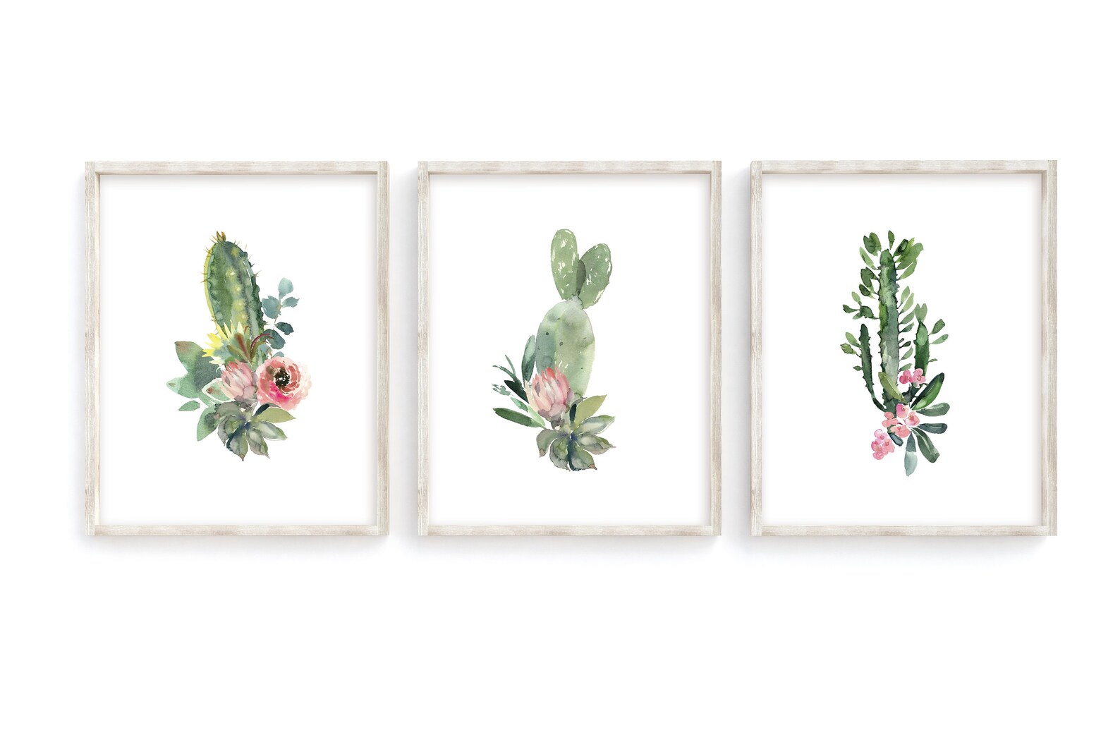 Floral Cactus Prints Set of 3 Cacti Wall Art Posters Cactus - Etsy UK