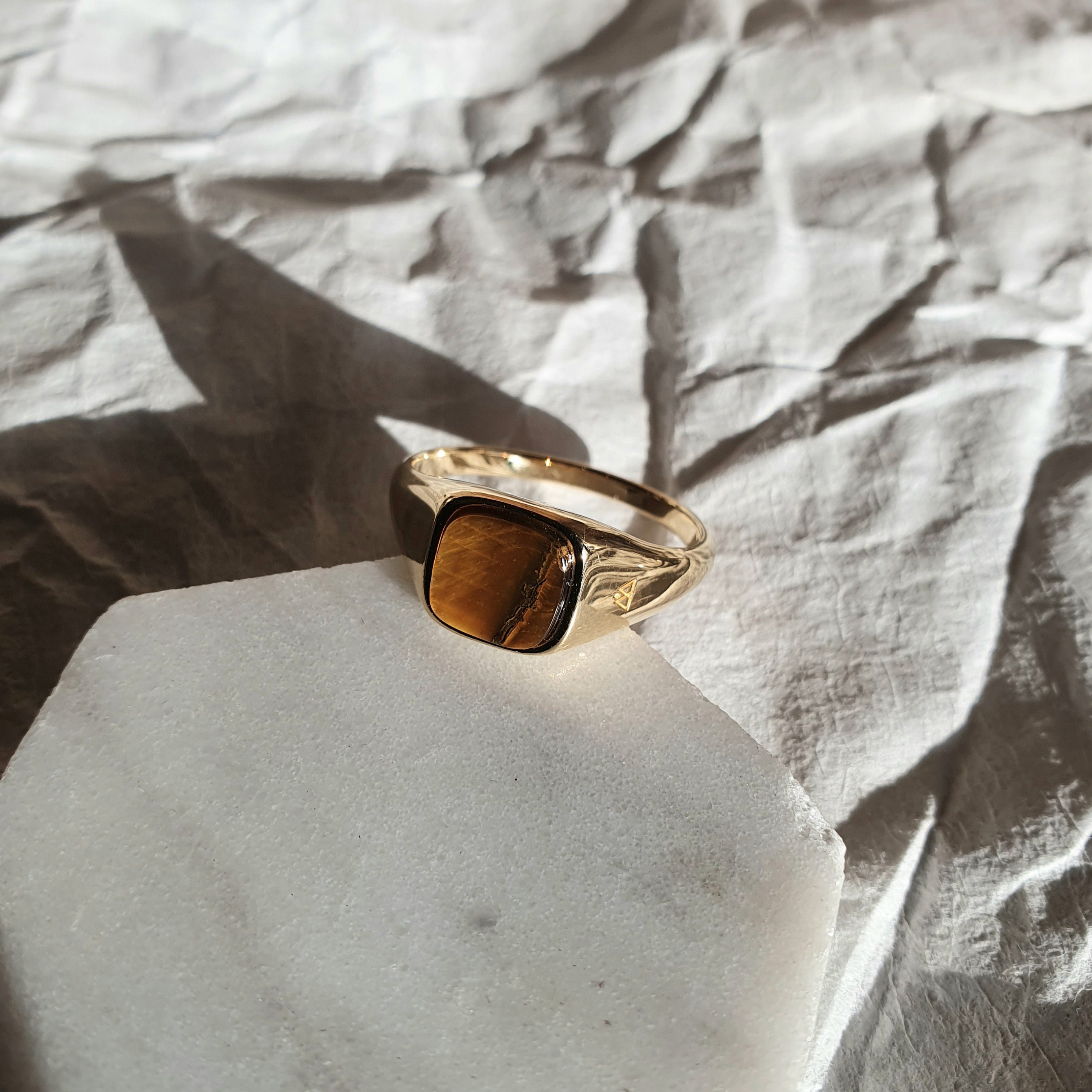Tigers Eye Signet Ring Gold Vermeil and Sterling Silver - Etsy UK