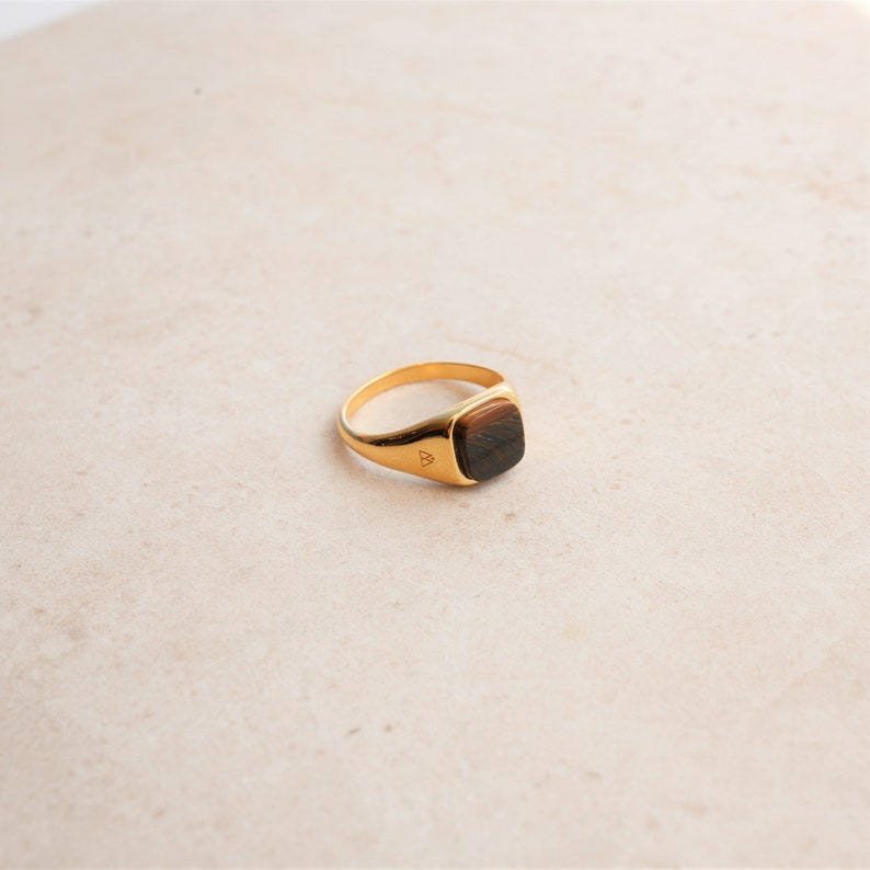 Hawk's Eye Signet Ring Gold Vermeil and Sterling Silver - Etsy