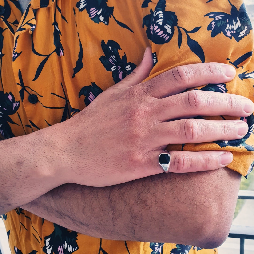 Obsidian Signet Ring and Recycled Silver - Etsy