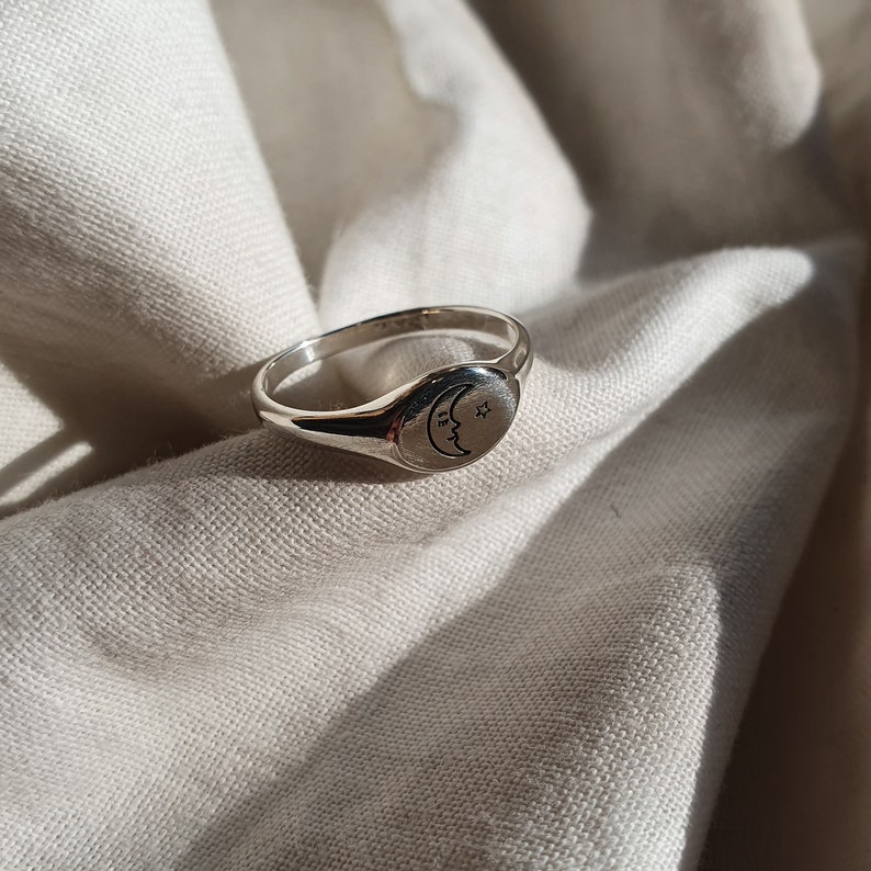 Moon of Fuji Signet Ring L Gold Vermeil and Sterling Silver - Etsy