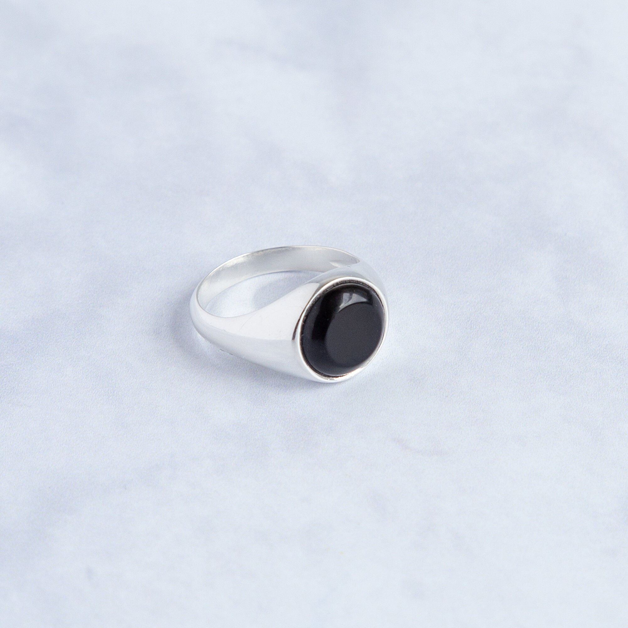 Obsidian Signet Round Ring Gold Vermeil and Sterling Silver - Etsy