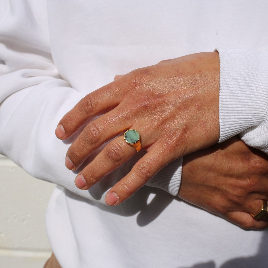 Wabi Emerald Signet Ring |gold Vermeil and Sterling Silver - Etsy