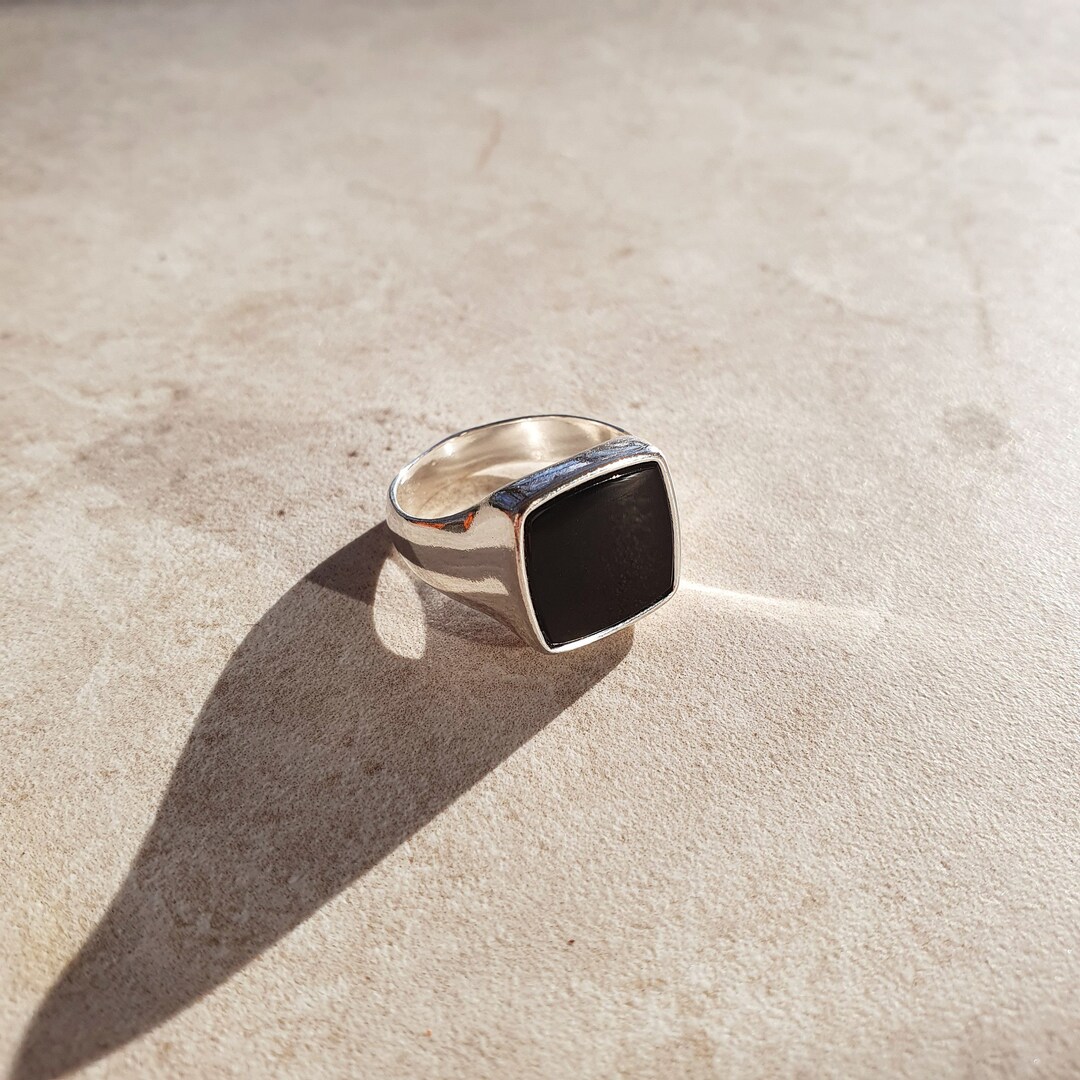 Onyx Ray Signet Ring | Gold Vermeil and Sterling Silver - Etsy