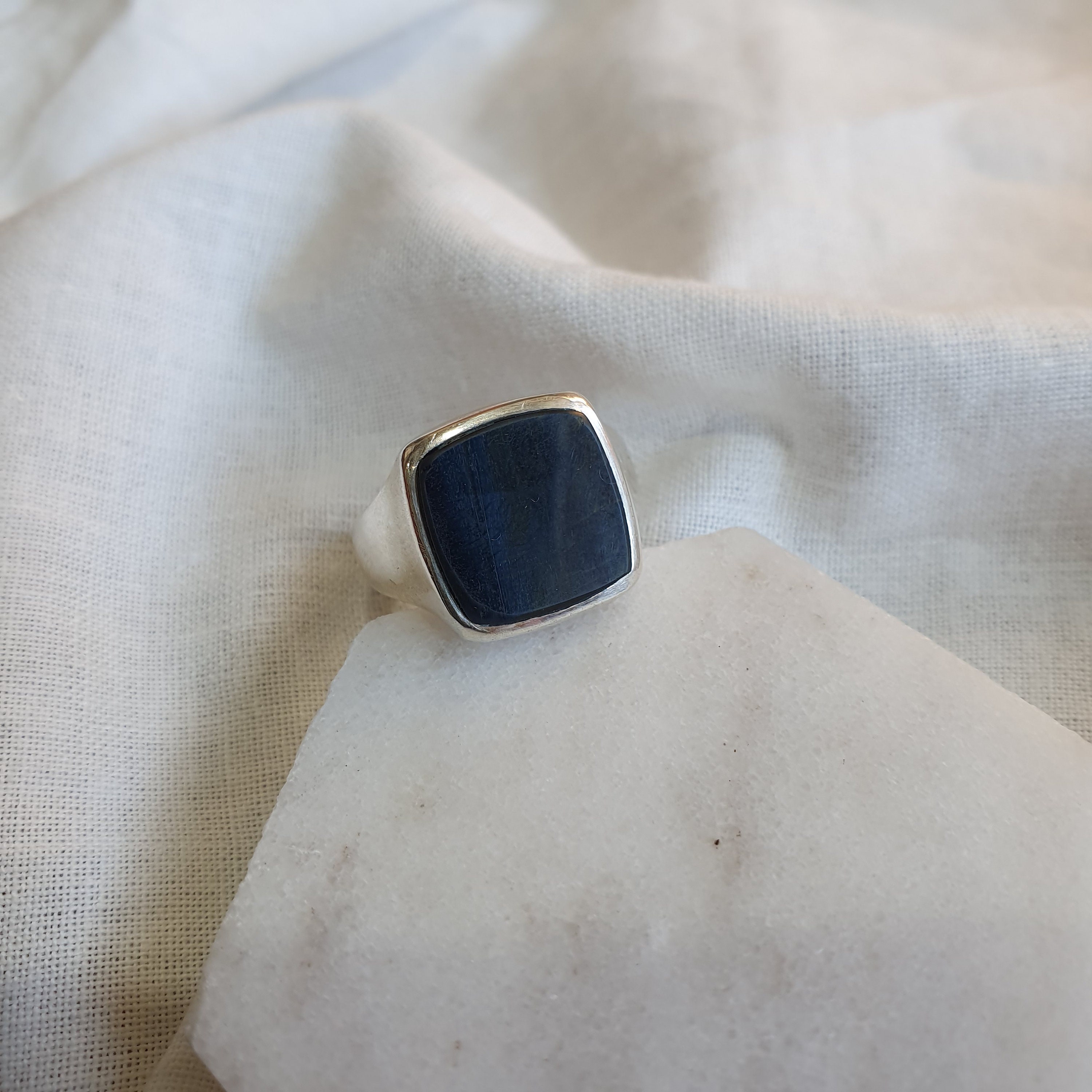 Hawk's Eye Ray Signet Ring | Gold Vermeil and Sterling Silver - Etsy