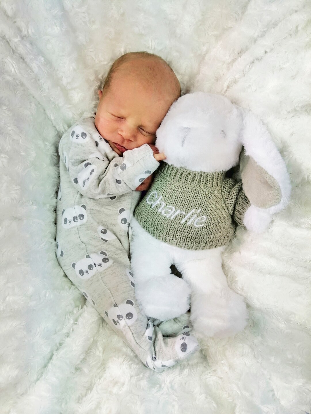Personalised Baby Bunny Rabbit With Knitted Jumper, Easter Gift for New ...