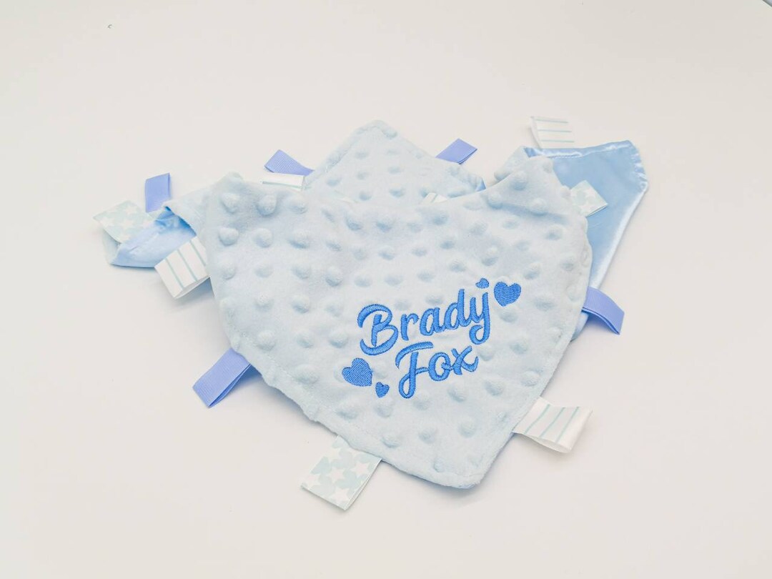 Personalised Taggy Tag Ribbon Comforter, Comfort Blanket Gift for ...