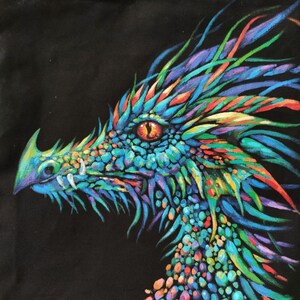 Big Blue Dragon Hand Paint Purse/ Hand Fan Rainbow Dragon | Etsy