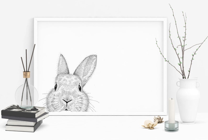 Bunny Rabbit Print A4 or A5 Unframed Dotwork Perfect - Etsy Denmark