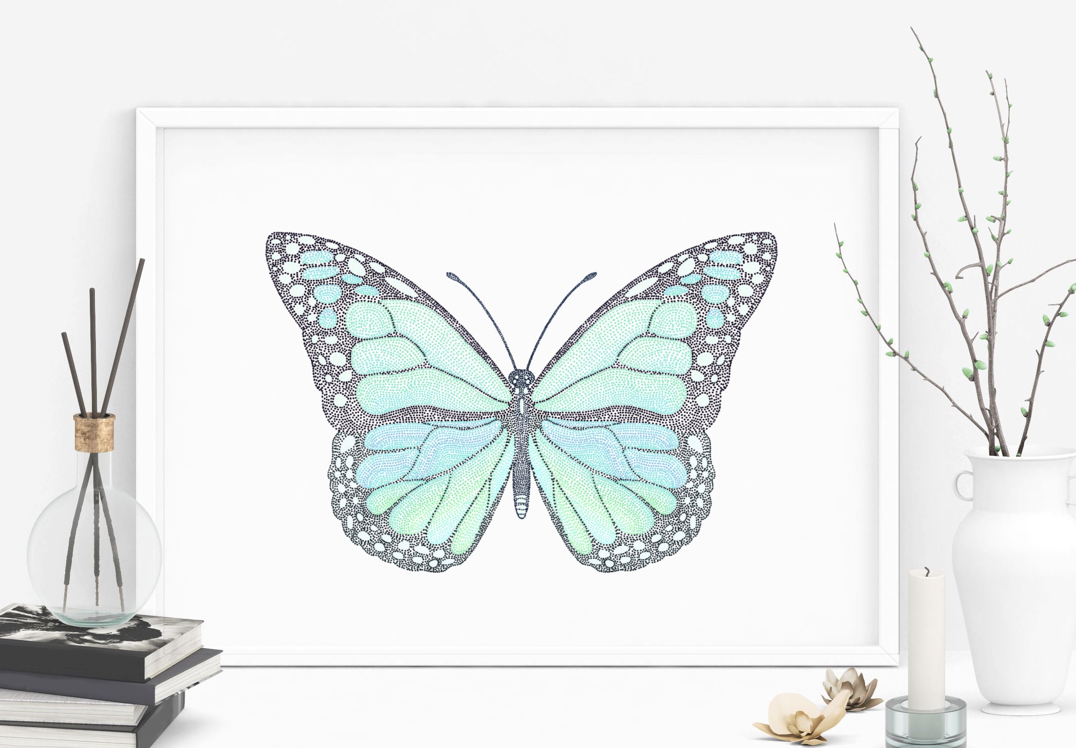 Monarch Butterfly Print A4 or A5 Unframed Dotwork | Etsy