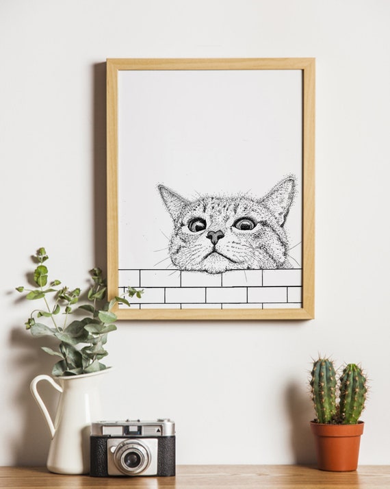 Cheeky Cat Print Tabby Cat Illustration A4 or A5 Unframed | Etsy