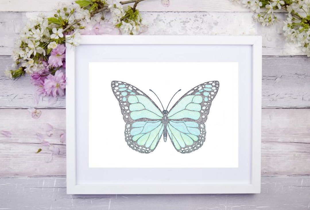 Monarch Butterfly Print A4 or A5 Unframed Dotwork Butterfly ...