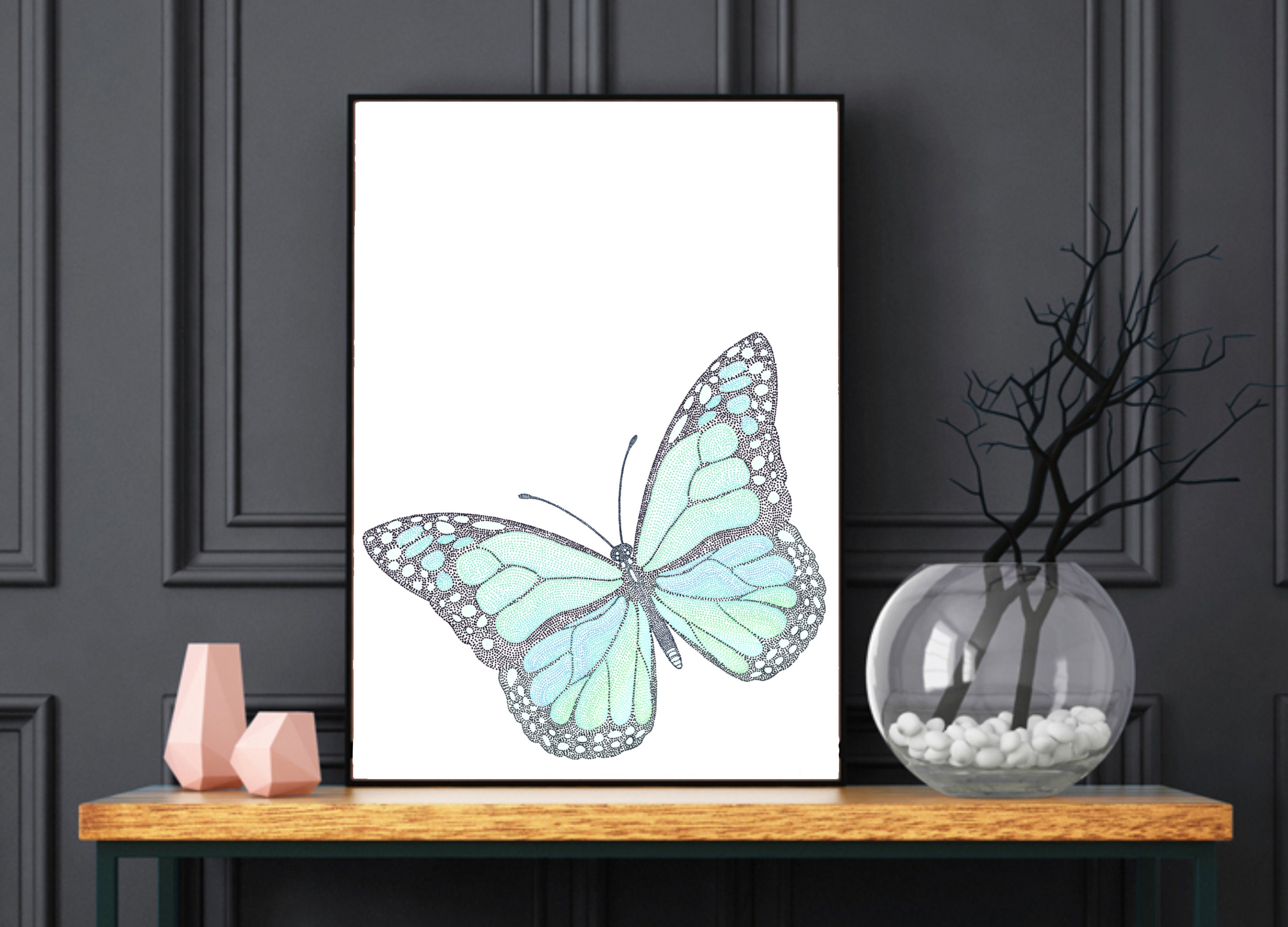 Monarch Butterfly Print A4 or A5 Unframed Dotwork | Etsy