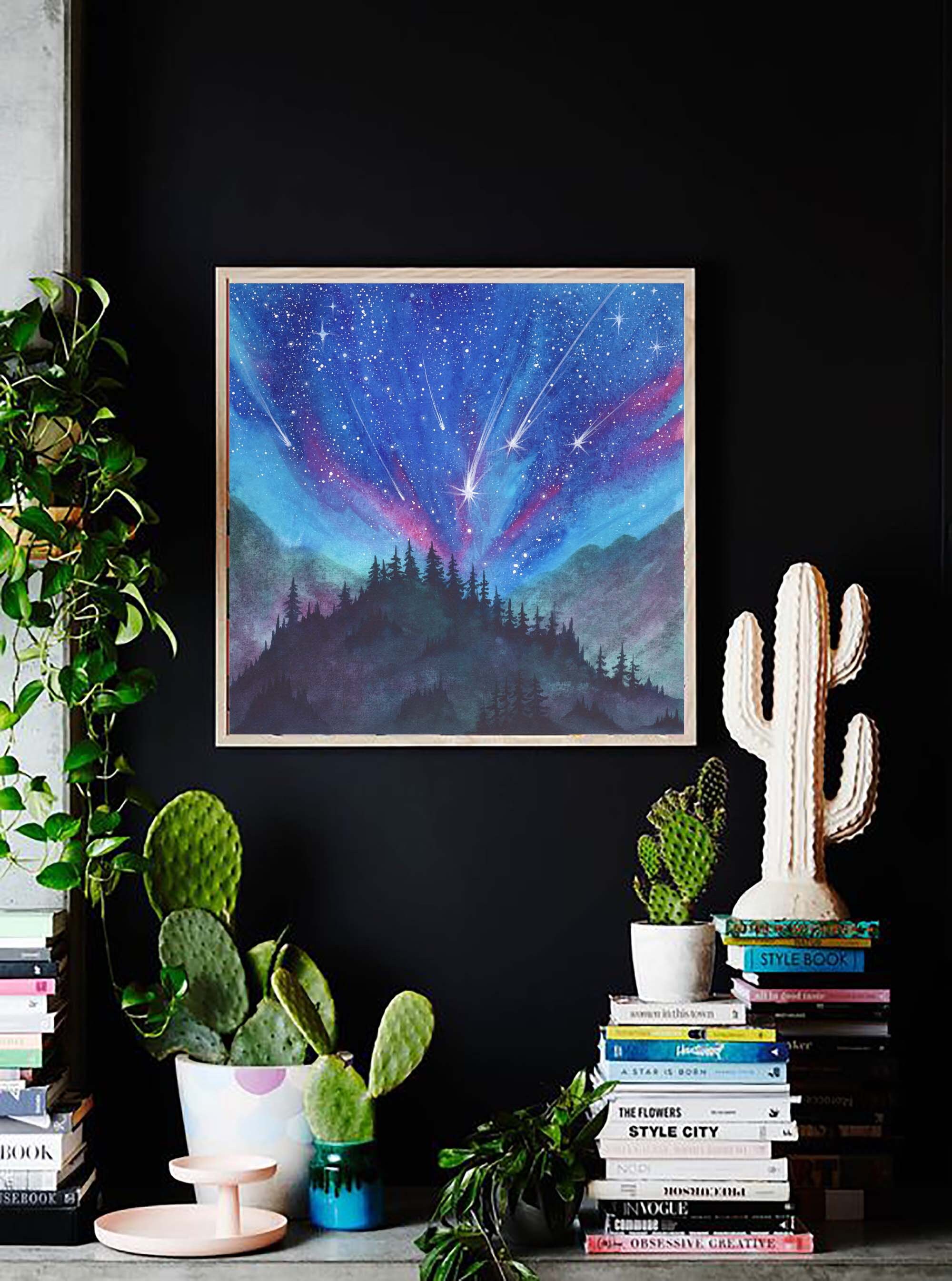 Shooting Stars Painting Night Sky Original Art 8 X 8 Yosemite National ...