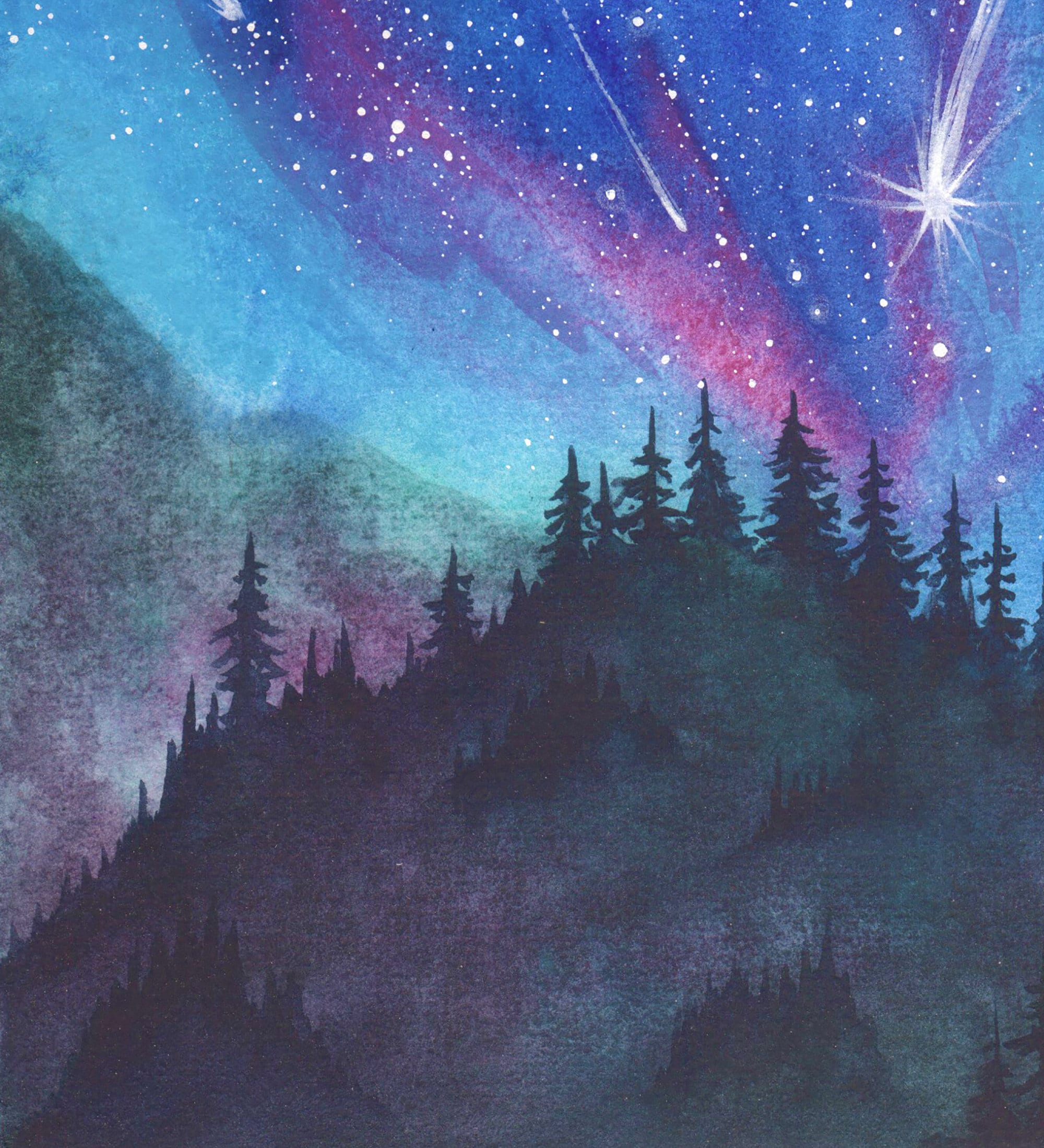 Shooting Stars Painting Night Sky Original Art 8" X 8" Yosemite ...