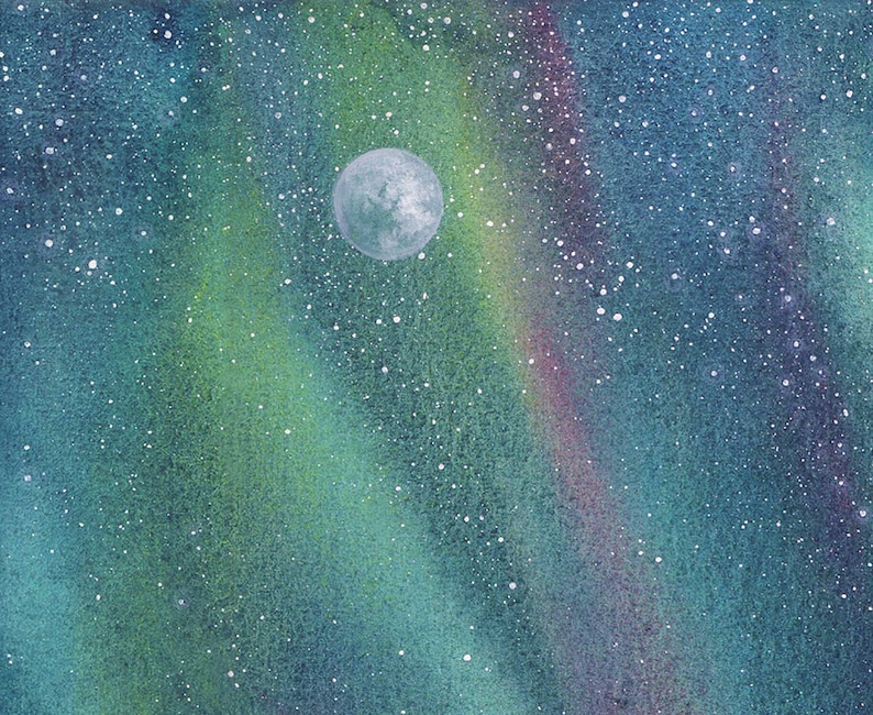 Northern Lights Painting Night Sky Original Art 10 X - Etsy