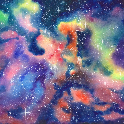 Galaxy Owl Watercolor Painting Space Art - Etsy