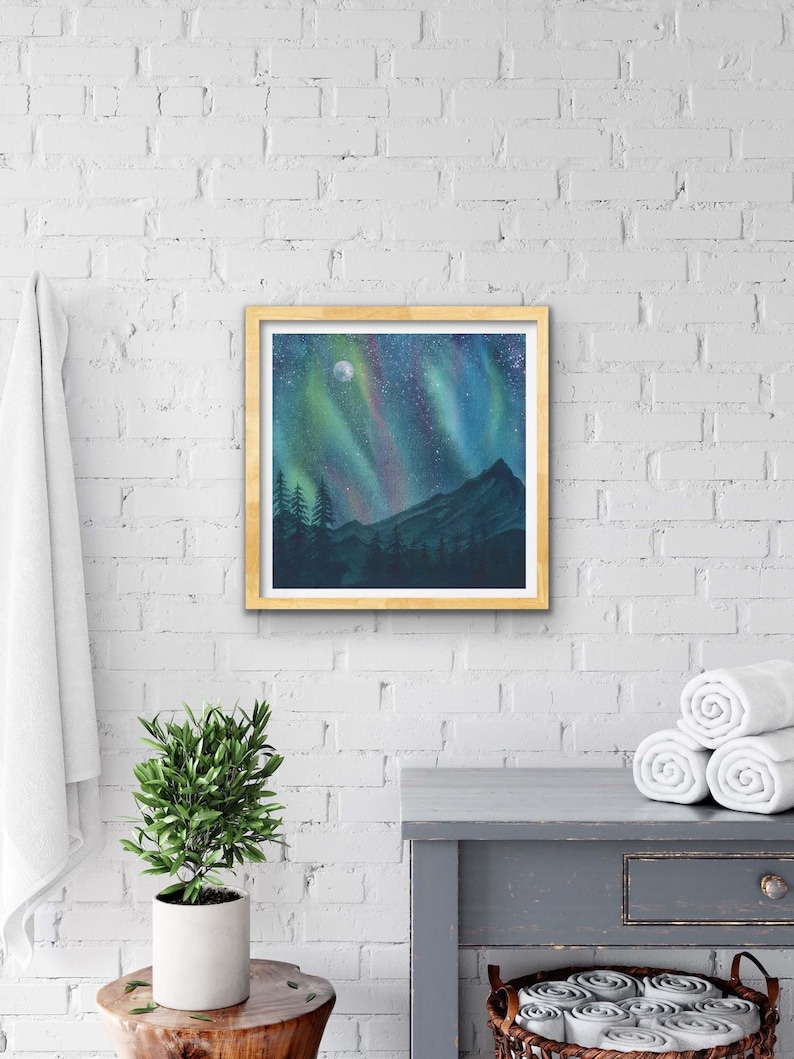 Northern Lights Painting Night Sky Original Art 10 X - Etsy