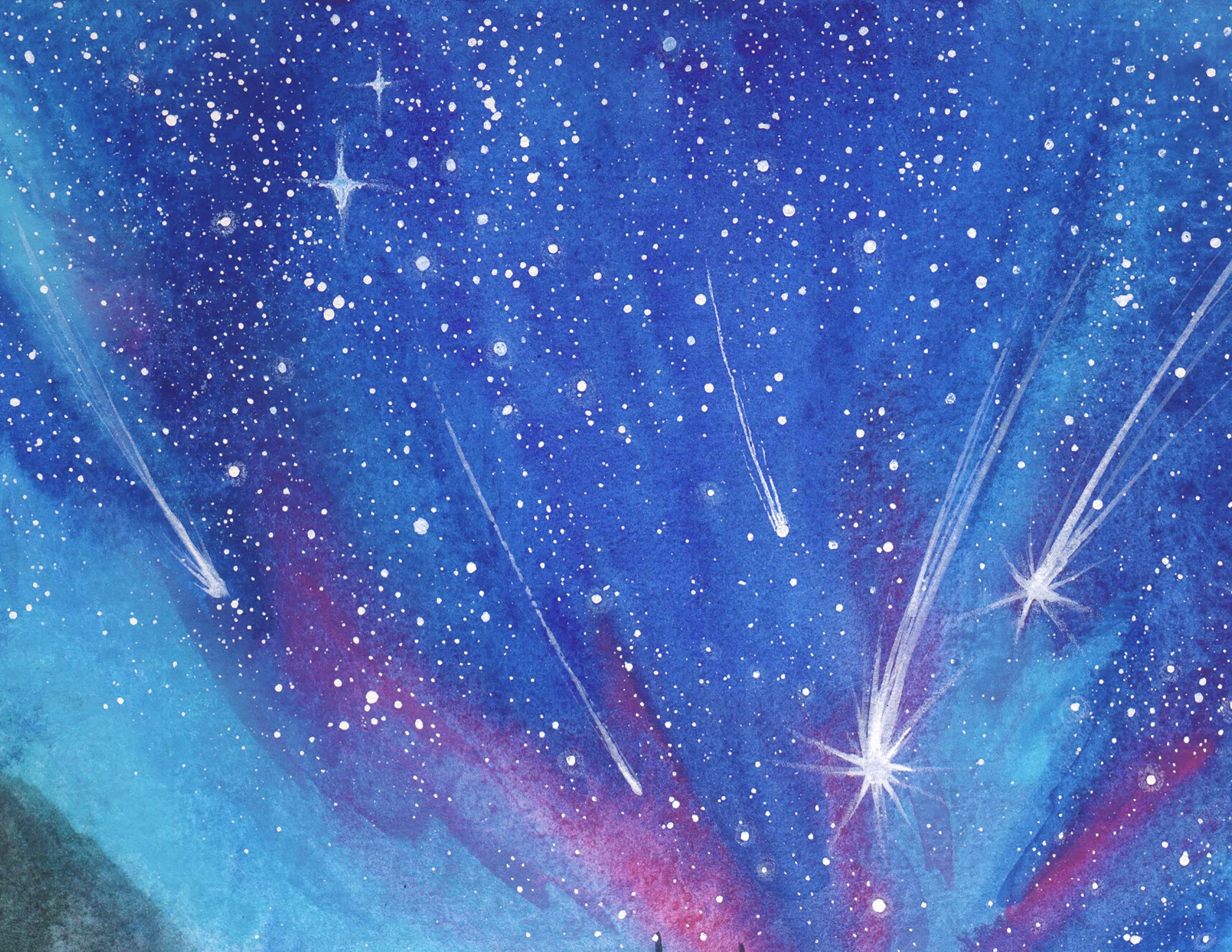 Shooting Stars Painting Night Sky Original Art 8" X 8" Yosemite ...