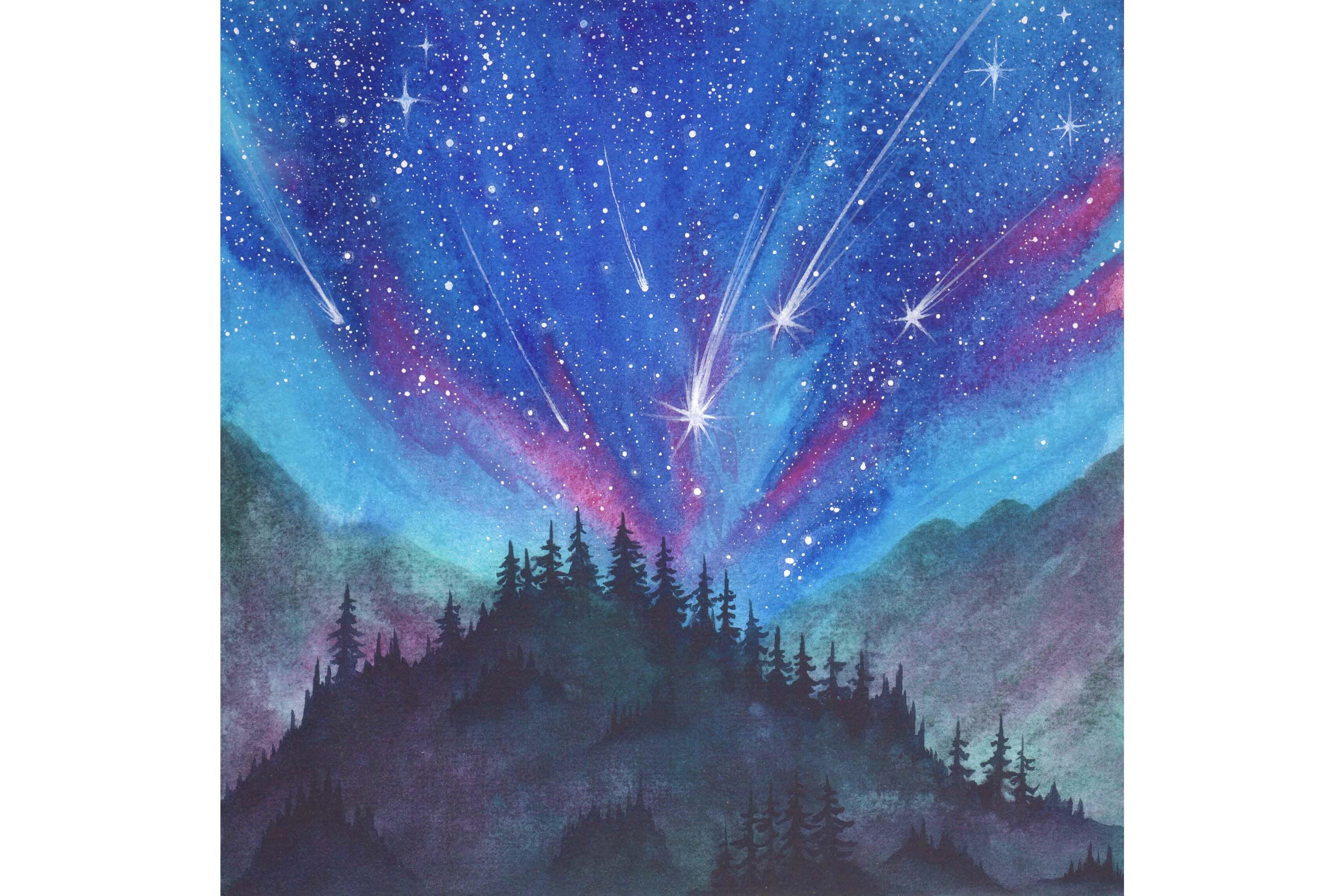 Shooting Stars Painting Night Sky Original Art 8" X 8" Yosemite ...