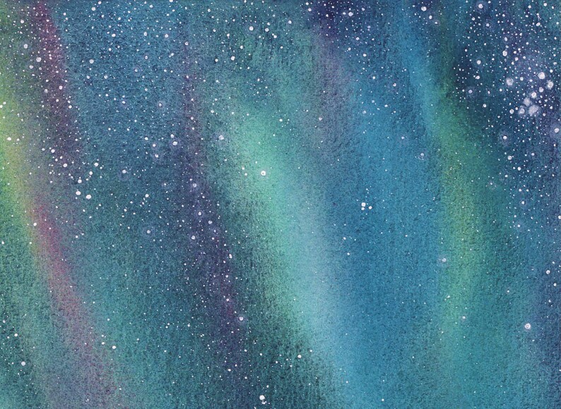 Northern Lights Painting Night Sky Original Art 10 X - Etsy