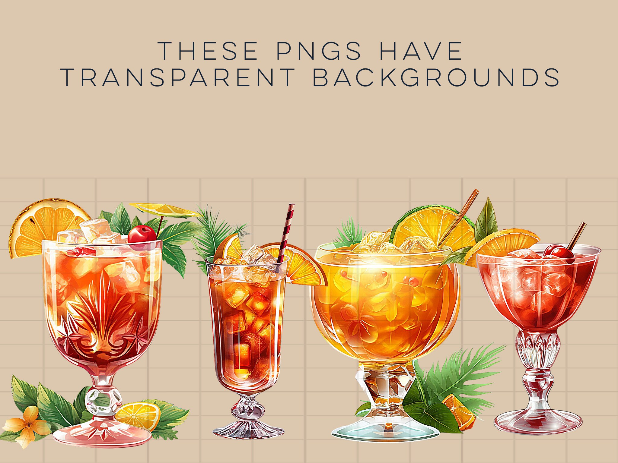 Bahama Mama Cocktails Clip Art, Tropical Cocktails, Printable Cocktails ...