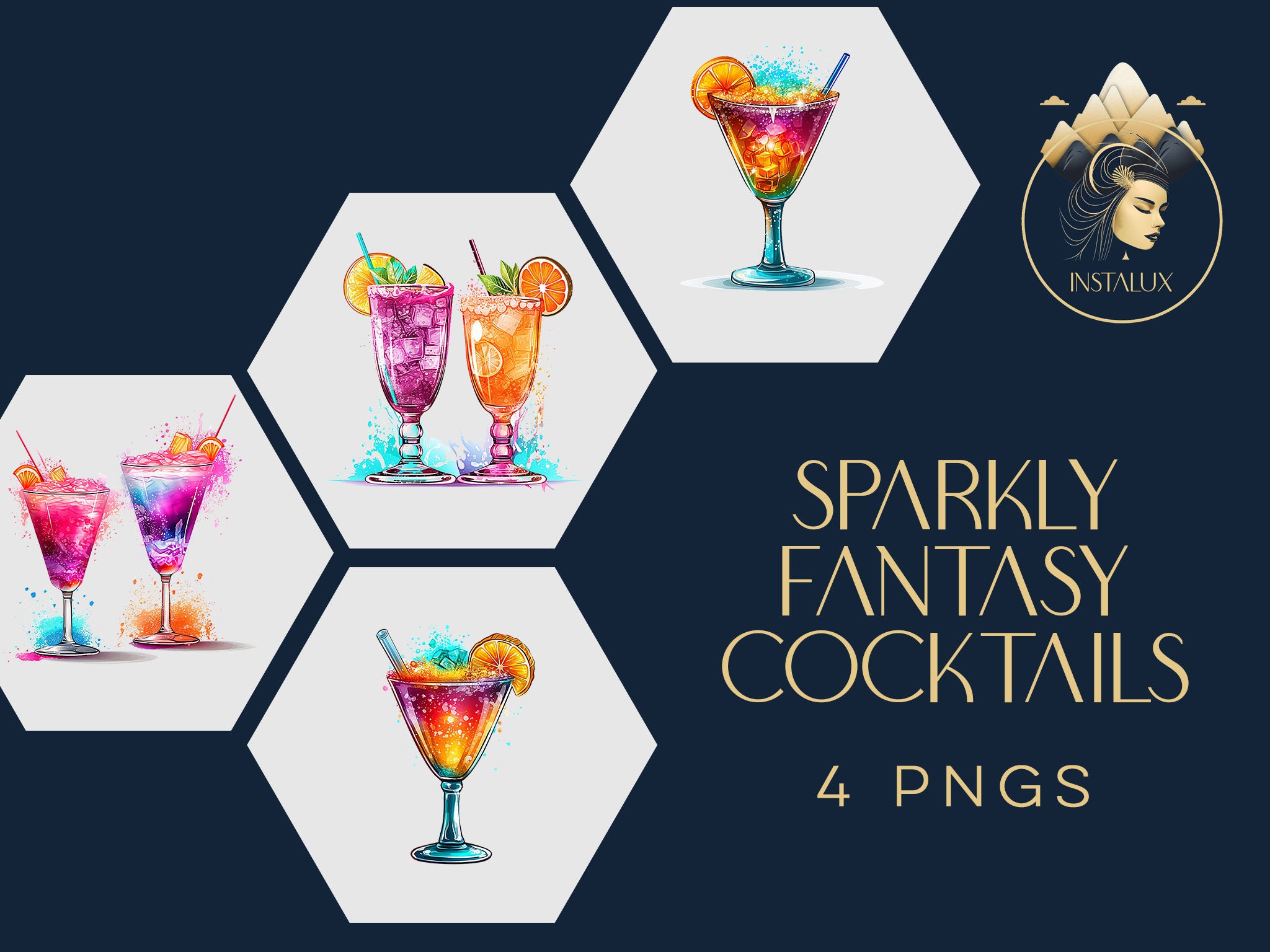 Fantasy Cocktails Clip Art, Watercolor Cocktails, Sparkly Cocktails ...