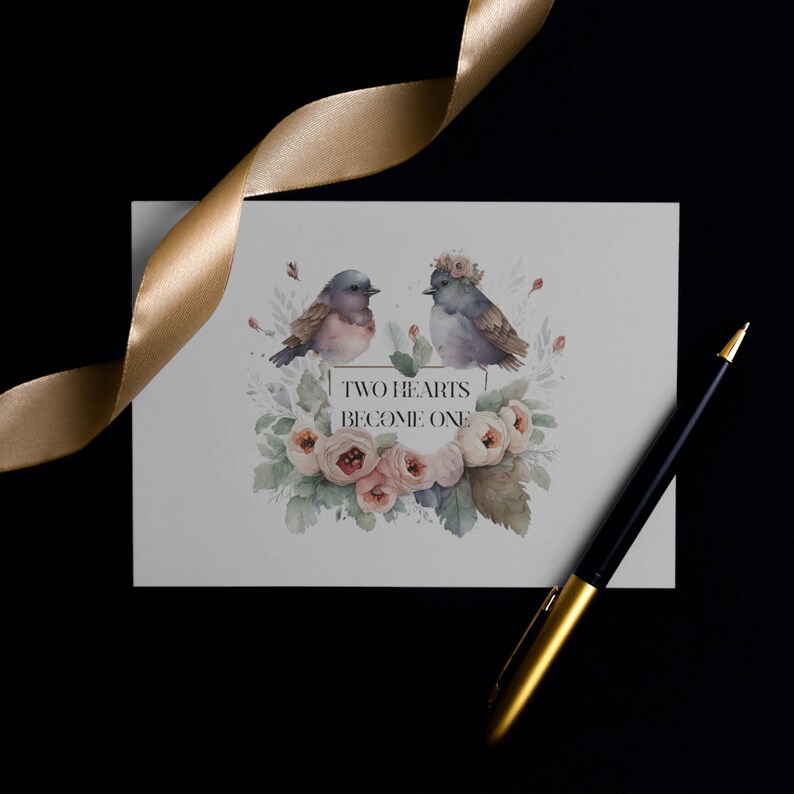 Two Hearts Become One PNG, Watercolor Love Birds Illustration Png ...