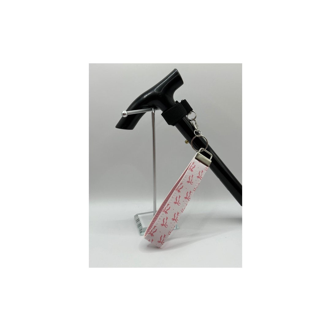 Pink Bows Walking Stick Wrist Strap: Vegan Faux Leather Cane Accessory ...