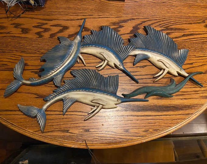 Vintage 1971 Mid Century Sexton Large Metal Swordfish Wall Hanging ...