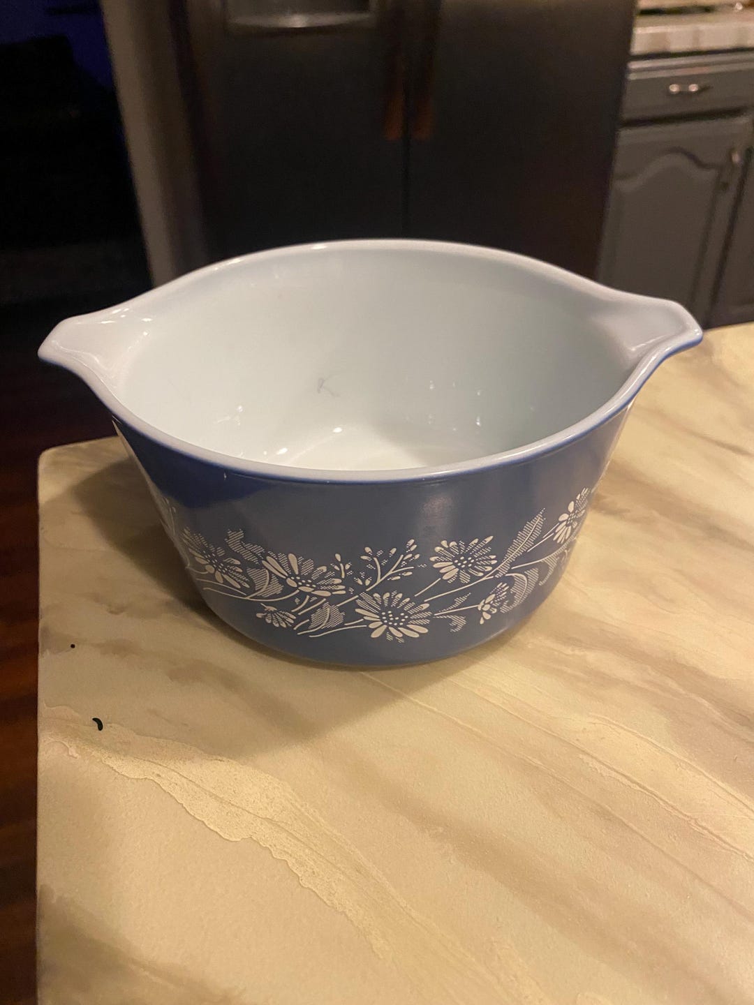 Vintage Pyrex Colonial Mist 1 Quart Dark Blue Round Casserole Dish ...