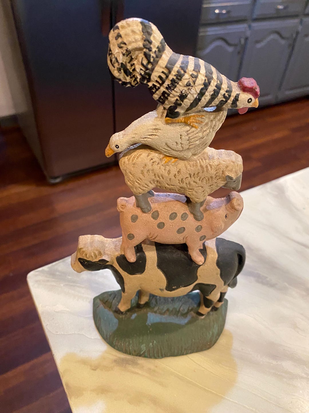 Vintage Cast Iron Stacking Farm Animals Doorstop-great Cast Iron Decor ...