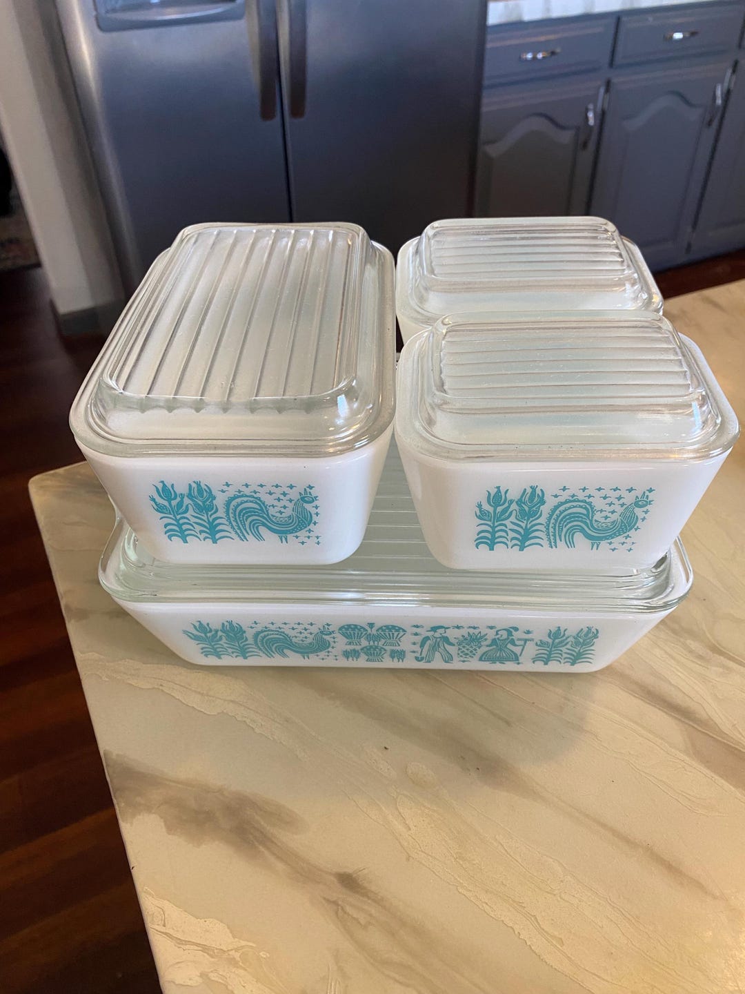 Vintage Pyrex Amish Butterprint Complete Set of 4 Refrigerator Dishes ...