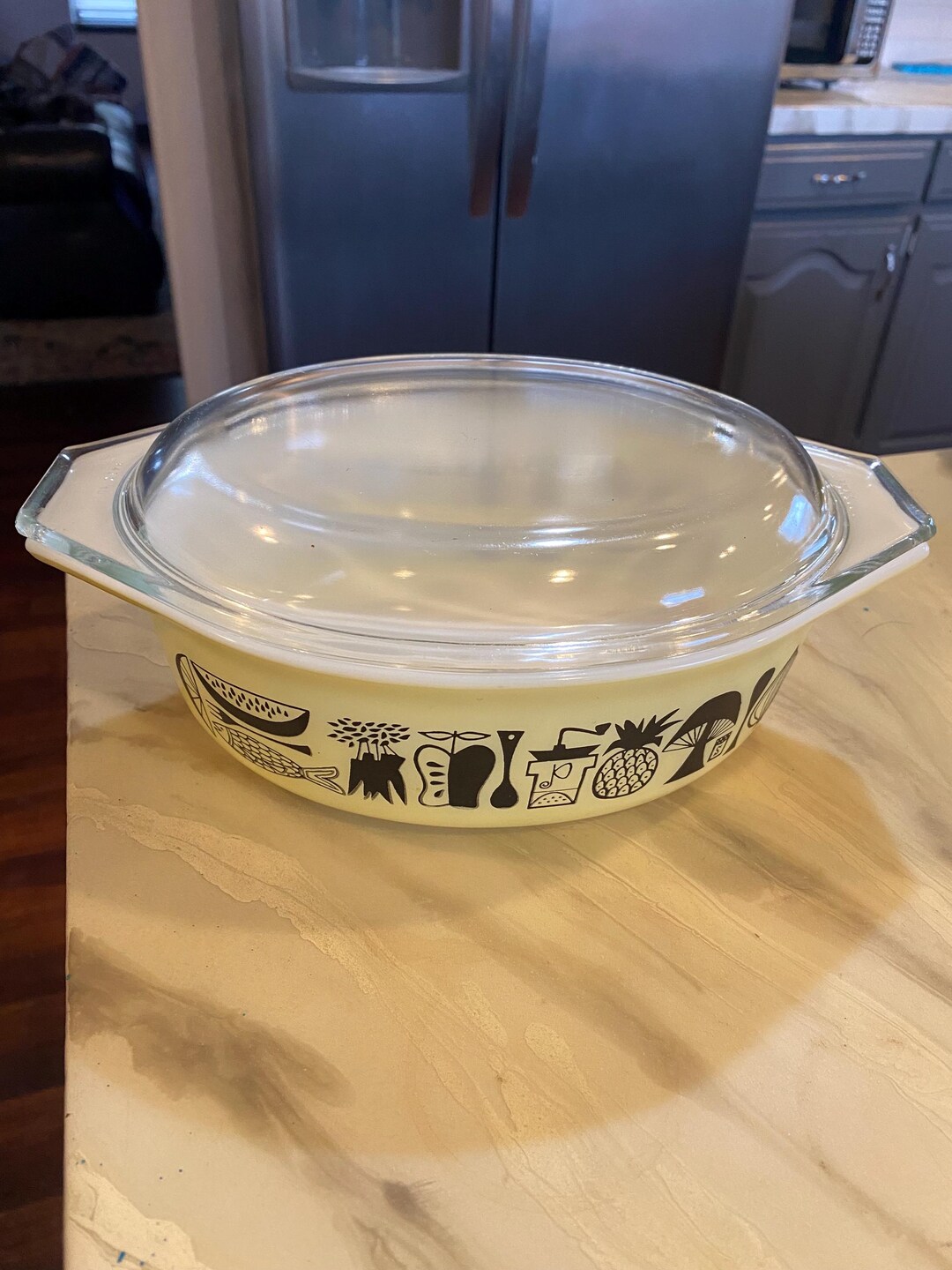 Vintage 1958 Pyrex Mod Kitchen 1 1/2 Quart Oval Casserole Dish With Lid ...