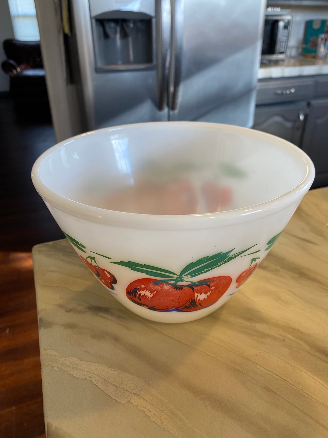 Vintage Fire King Apples and Cherries Milk Glass Mixing Bowl-7 - Etsy