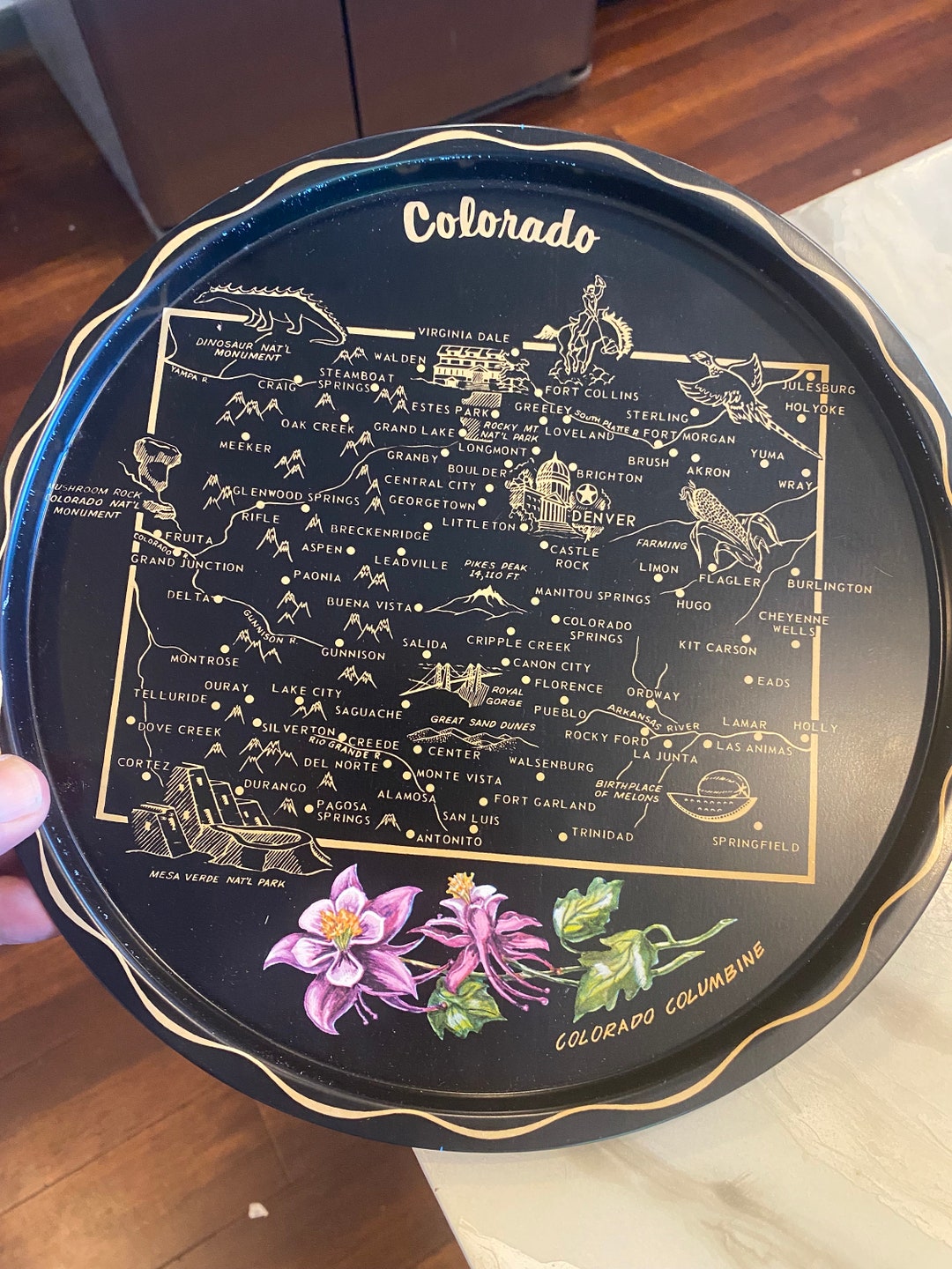 Vintage Mid Century State of Colorado Souvenir Metal Plate-great ...