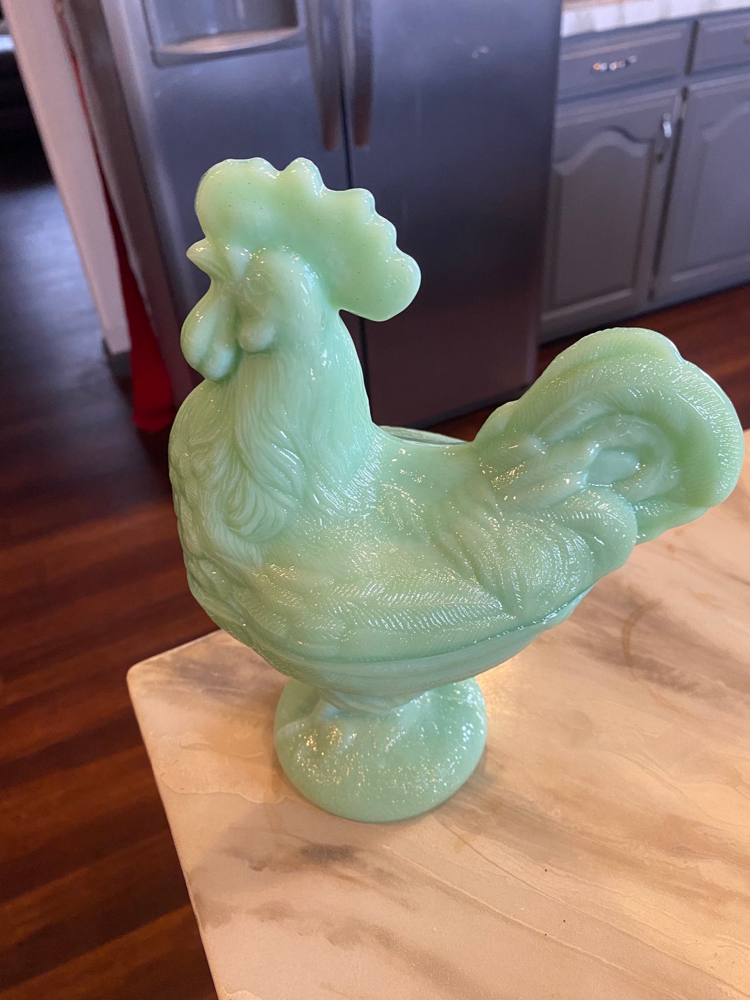 Vintage Mid Century Jadeite Rooster on A Nest Covered Dish-beautiful ...