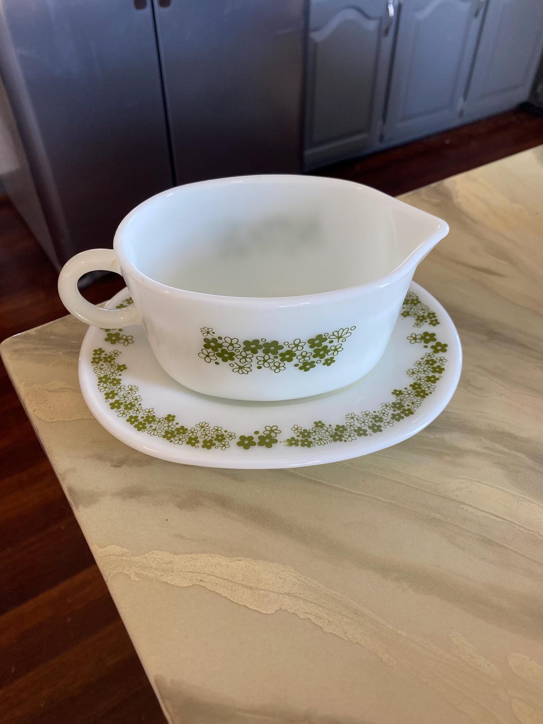 Vintage Pyrex Spring Blossom Gravy Boat With Underplate-beautiful ...