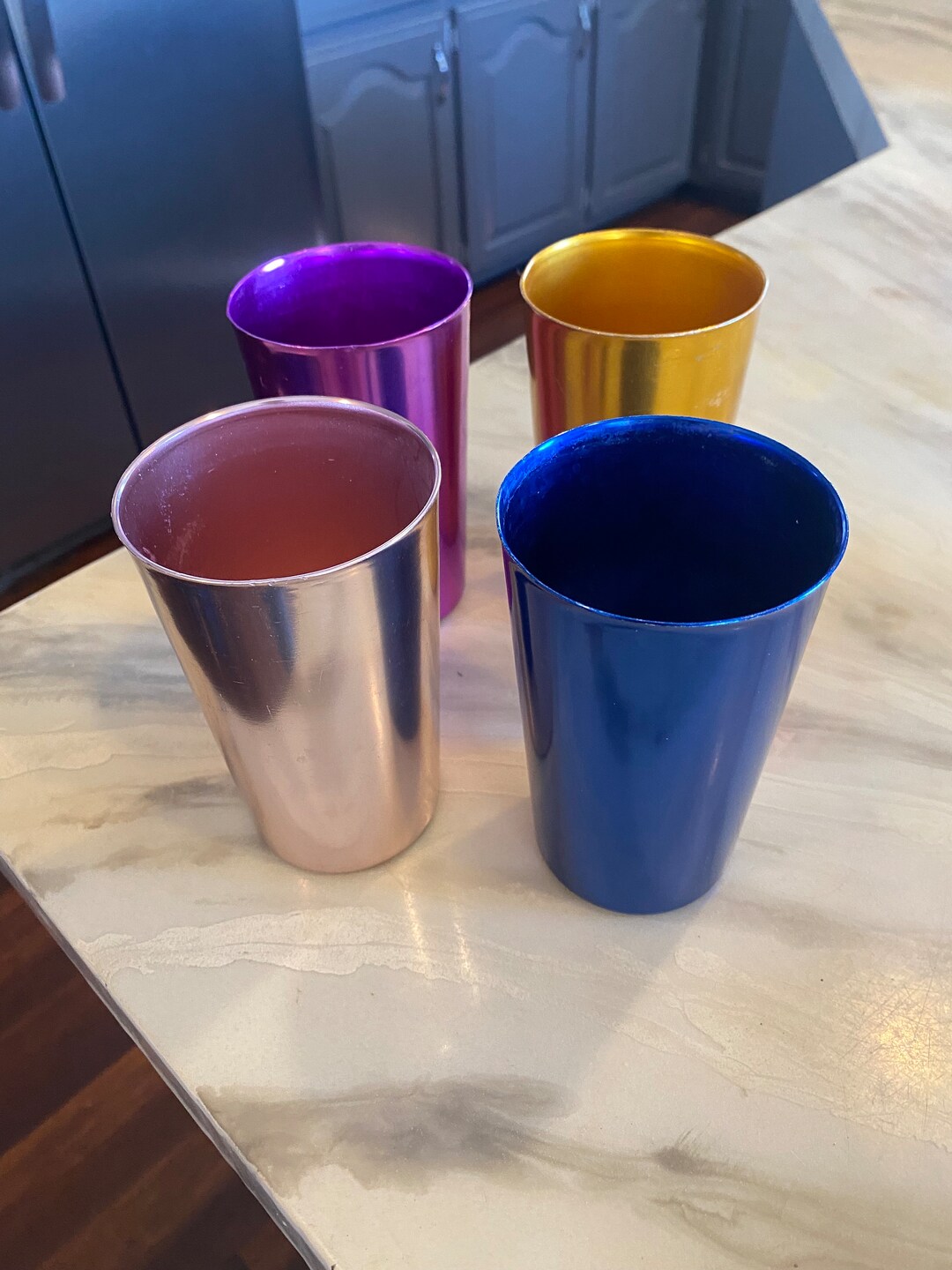 Vintage Mid Century Set of 4 Bascal Anodized Aluminum Colorful Tumbler ...