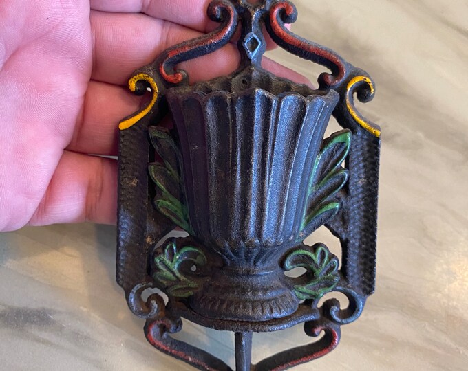 Vintage Cast Iron Wilton Wall Mount Match Safe Holder-perfect Cast Iron ...