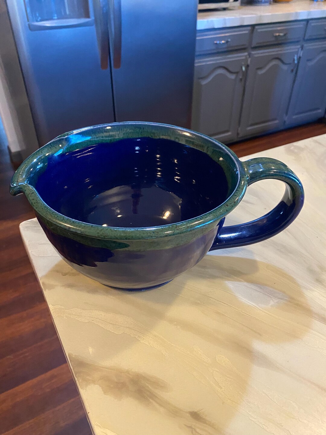 Vintage Steve Coburn Pottery Green and Blue Batter Bowl-signed-great ...