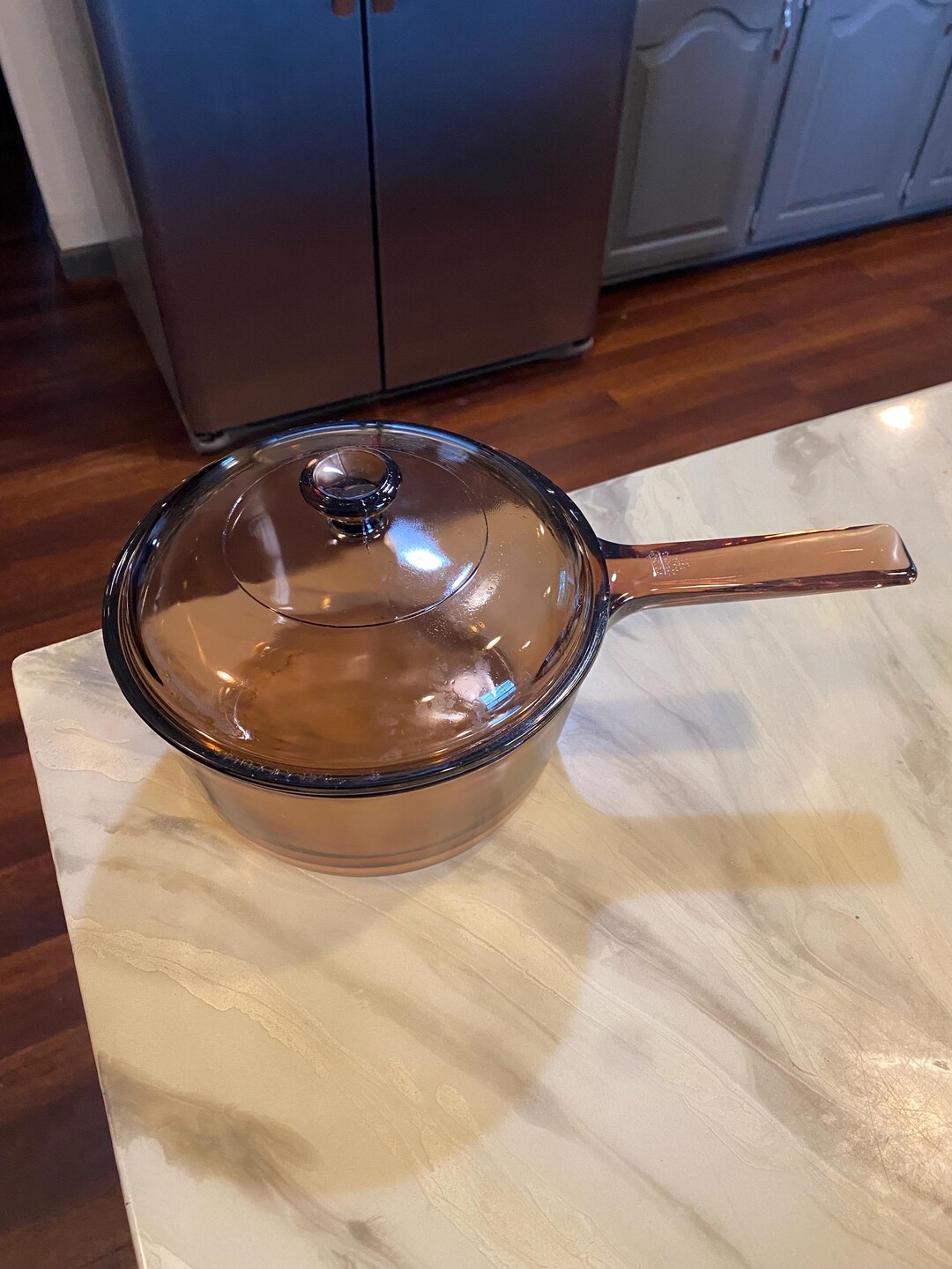 Vintage Pyrex Vision Amber 1 1/2 Quart Saucepan With Lid-great Addition ...