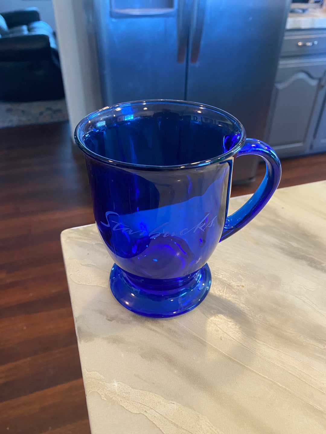 Vintage Starbucks Cobalt Blue Glass Coffee Mug-excellent Condition ...