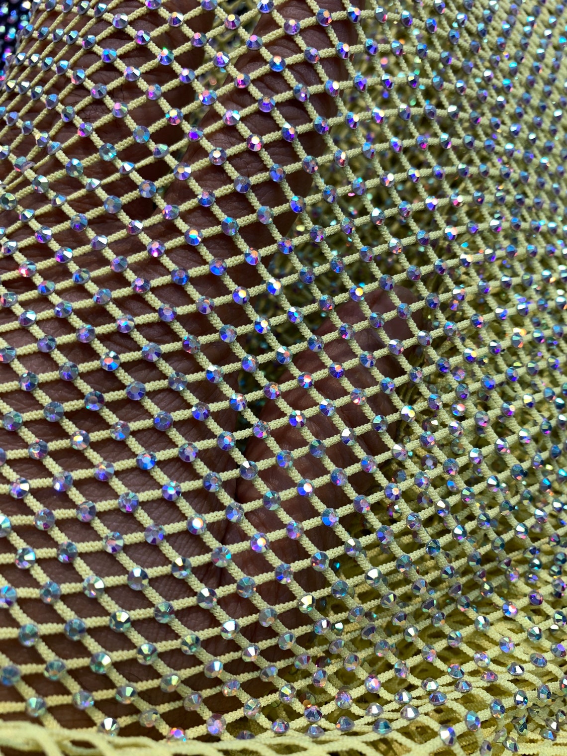 High Quality I Fishnet Crystals I Rhinstone Stretch Fabric 1 | Etsy