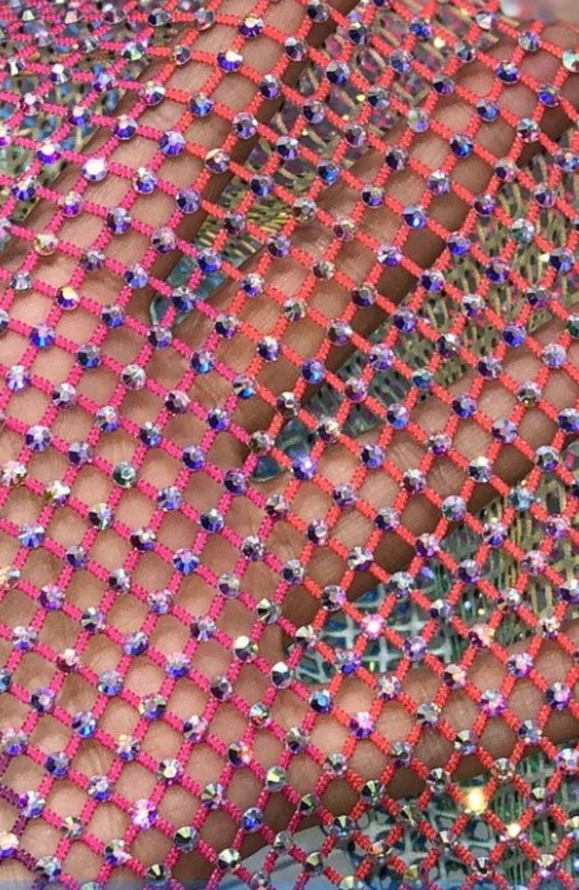 High Quality I Fishnet Crystals I Rhinstone Stretch Fabric 1 - Etsy
