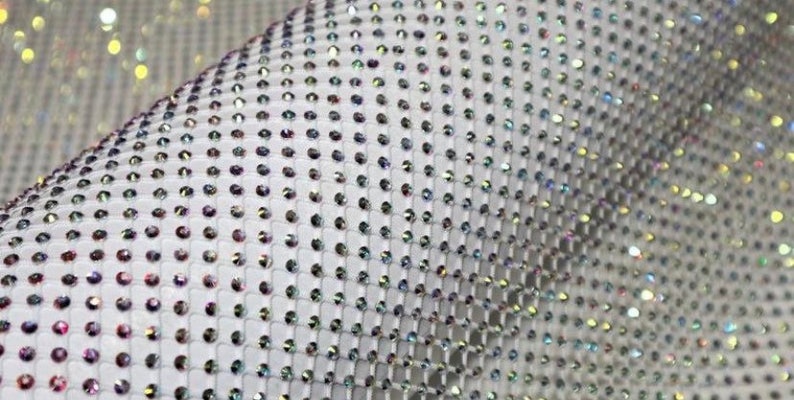 High Quality I Fishnet Crystals I Rhinstone Stretch Fabric 1 Yrds ...