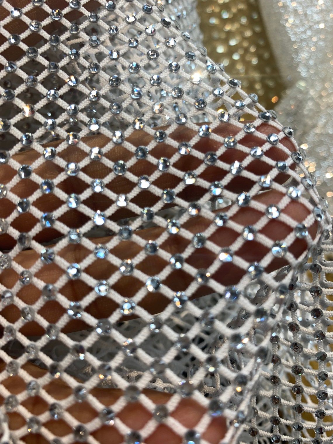 High Quality I Fishnet Crystals I Rhinstone Stretch Fabric 1 - Etsy