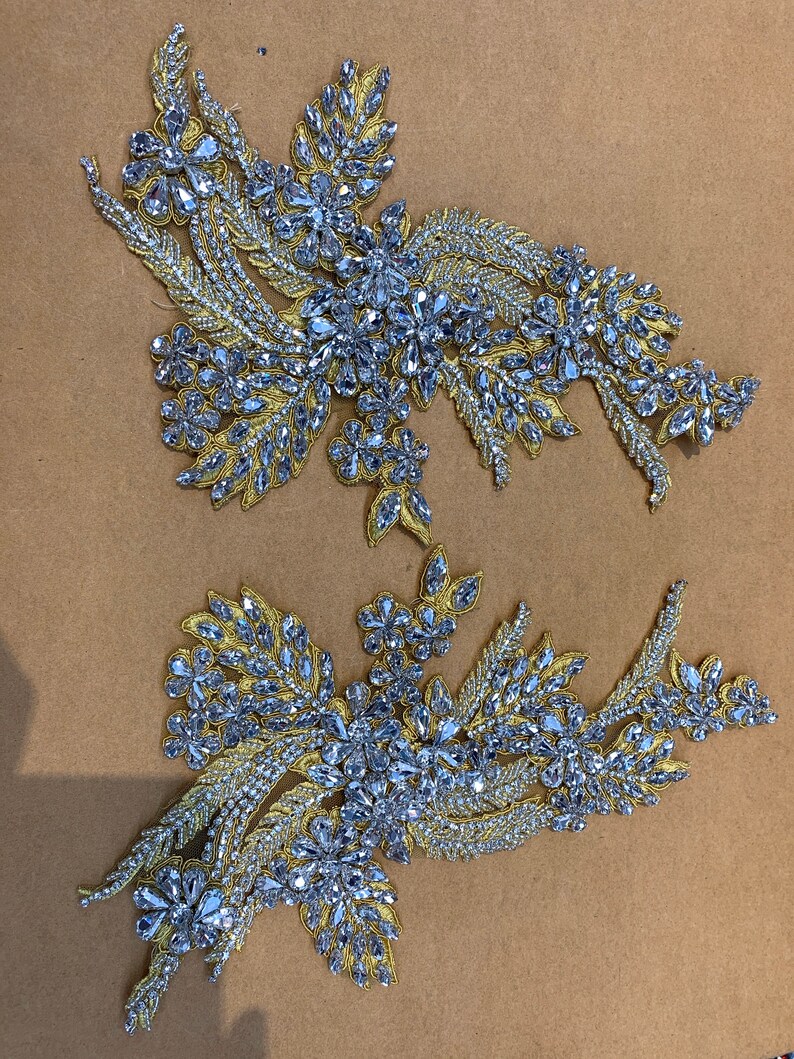 Rheinstone Applique Pair - Etsy