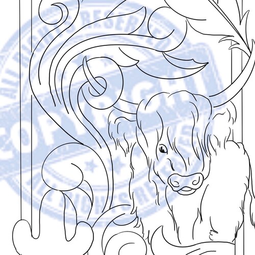 Leather Tooling Pattern Highland Cow - Etsy